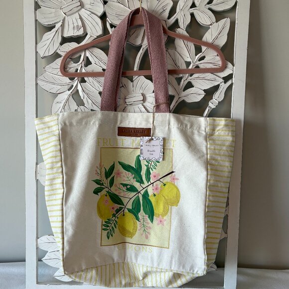 Laura Ashley | Bags | Laura Ashley Lemon Fruit Market Canvas Reusable ...